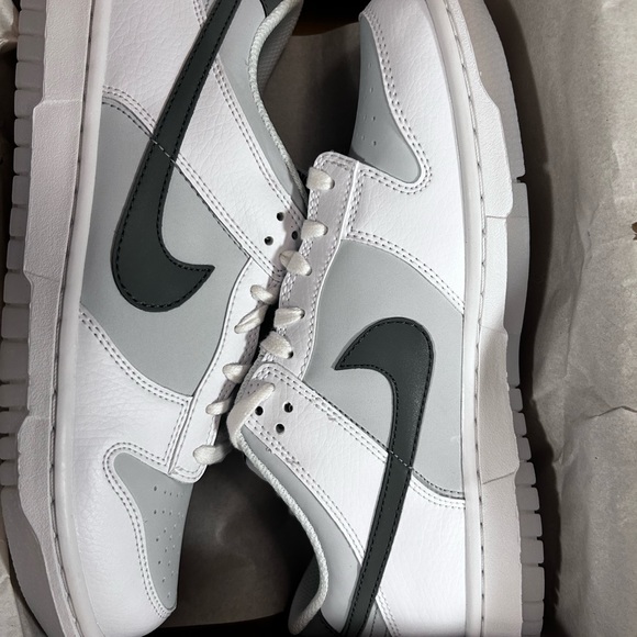Nike | Shoes | Nike Dunk Low Reflective Swoosh White Gs | Poshmark